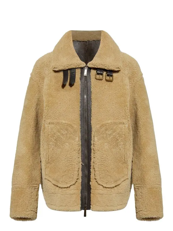 Dsquared2 Lambskin Shearling Leather Jacket - Brown