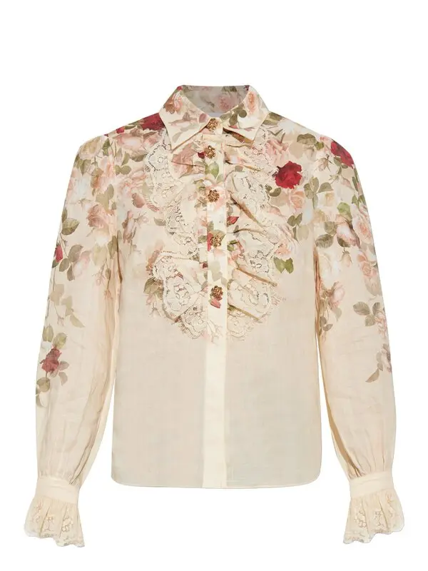 Zimmermann Floral Ramie Shirt - Cream