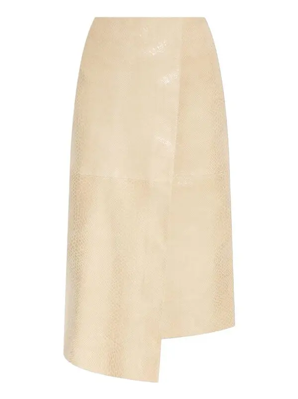 BY MALENE BIRGER Hannas Leather Midi Skirt - Beige