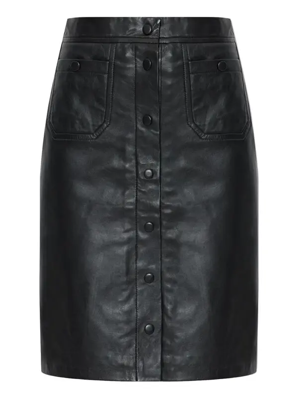 Munthe Locus Lambskin Leather Pencil Skirt - Black
