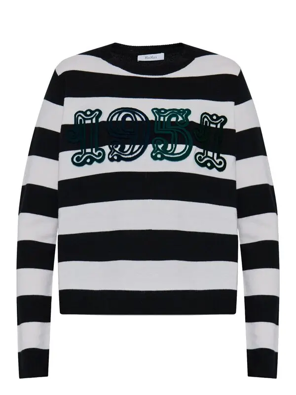 Max Mara Viterbo Striped Wool Knit Sweater - Black