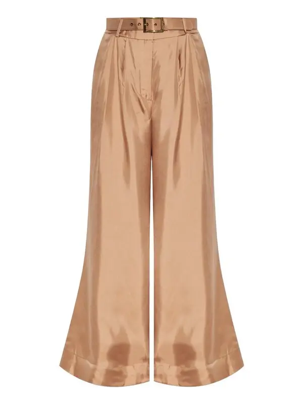 Zimmermann Silk Wide-leg Trousers - Beige