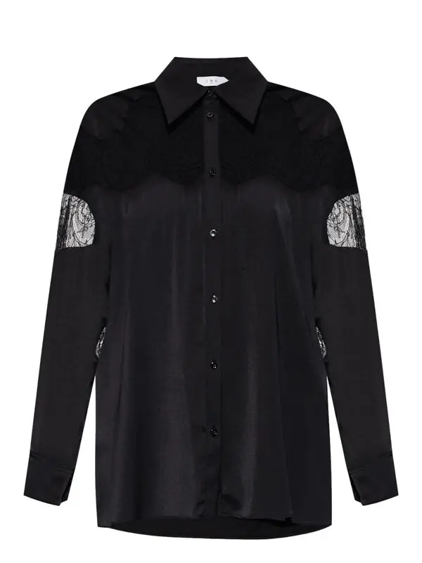 IRO PARIS Balsan Lace-accented Satin Shirt - Black