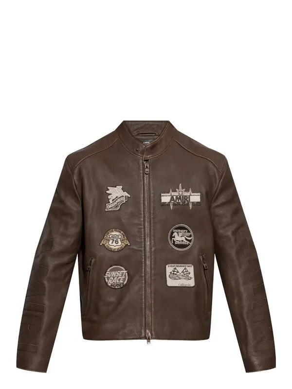 Amiri Grained Leather Jacket - Brown