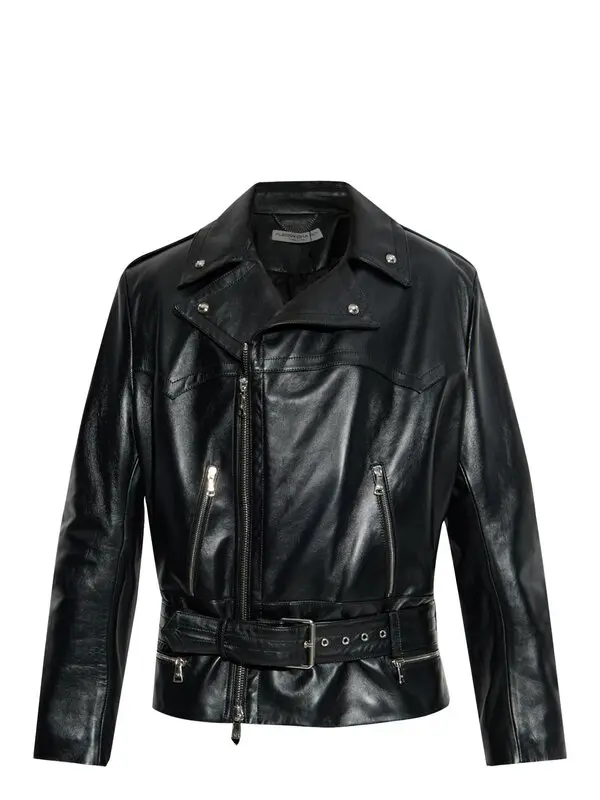 Alessandra Rich Leather Biker Jacket - Black