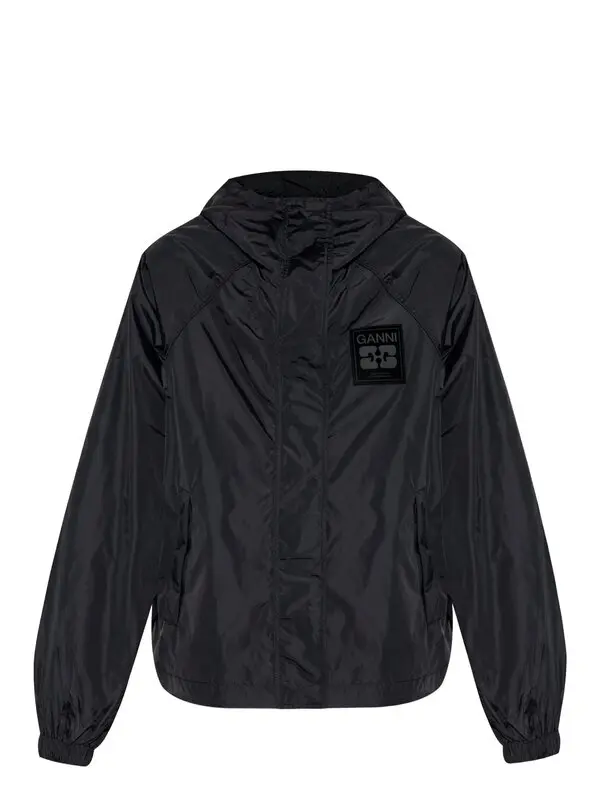 GANNI Hooded Nylon Jacket - Black