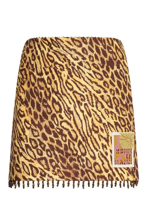 Zimmermann Animal Print Mini Skirt - Beige