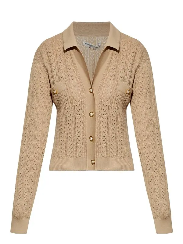 Alessandra Rich Decorative Knit Cardigan - Beige