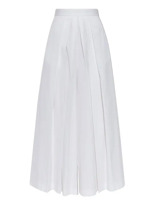 Fabiana Filippi Pleated Wide-leg Cotton Trousers With Bow Detail - White