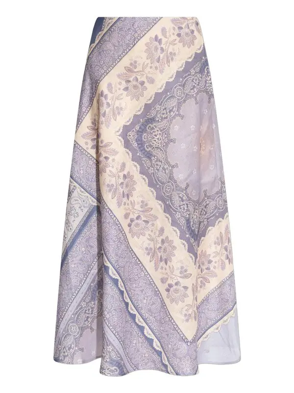 Zimmermann Printed Linen A-line Skirt - Purple