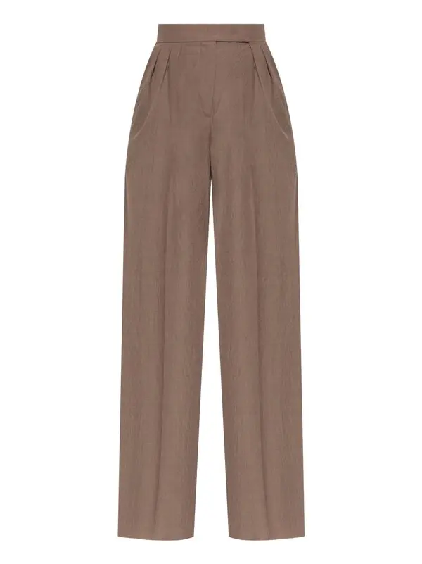 Max Mara Teruel Crinkled Wool Trousers - Brown