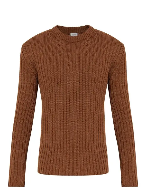 TOD’S Striped Merino Wool Sweater - Brown
