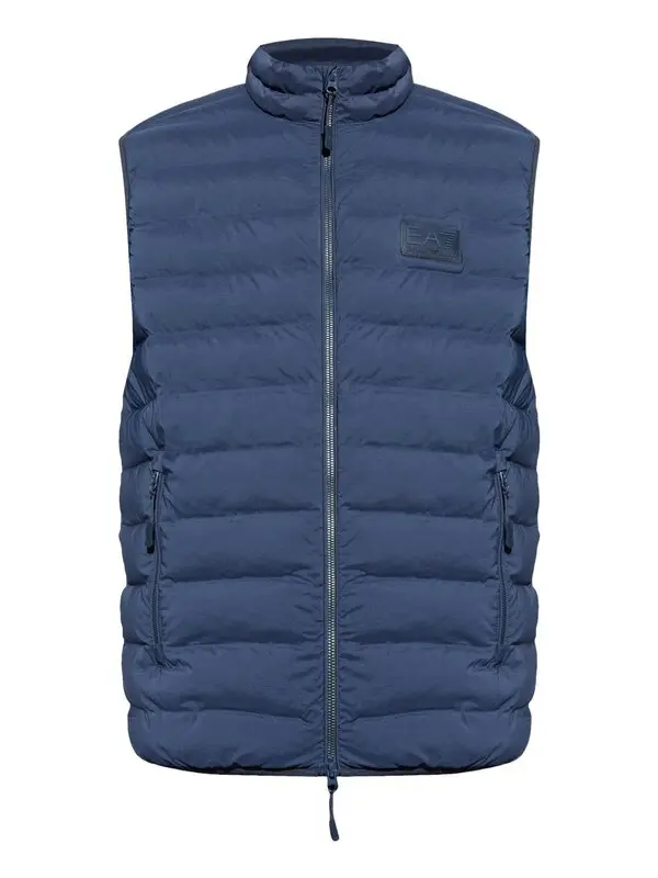 Emporio Armani Quilted Vest With Stand-up Collar - Navy Blue