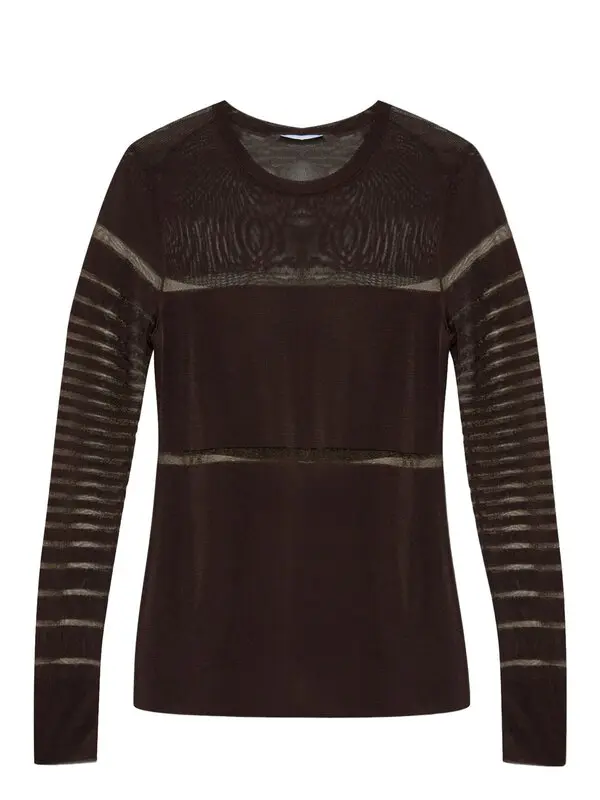 Helmut Lang Long-sleeved Mesh Top - Brown