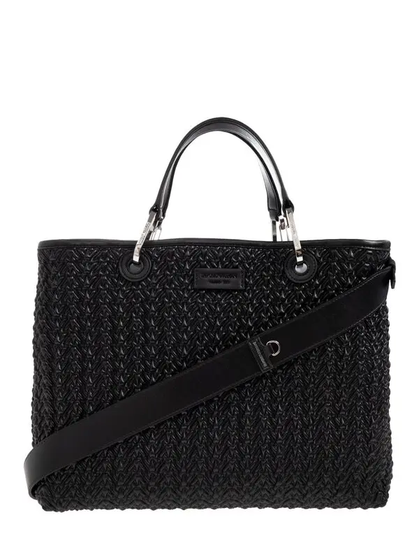 Emporio Armani Embossed Logo Shopper Tote - Black