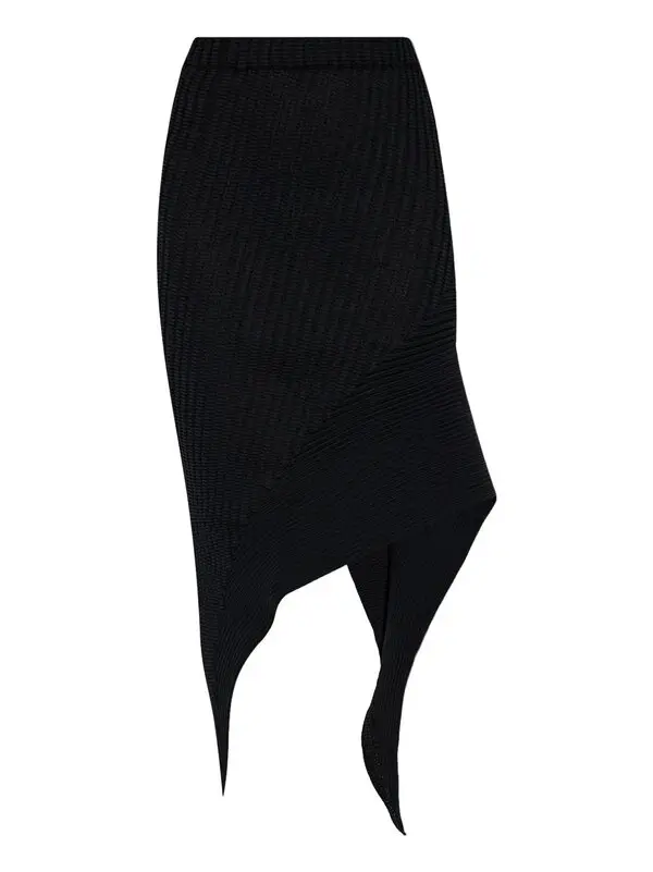 Issey Miyake Ribbed Asymmetrical Skirt - Black