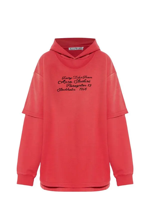 Acne Studios Embroidered Organic Cotton Hoodie - Red