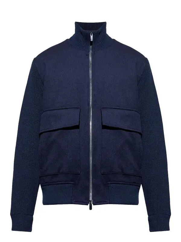 Paul & Shark Wool Bomber Jacket - Navy Blue