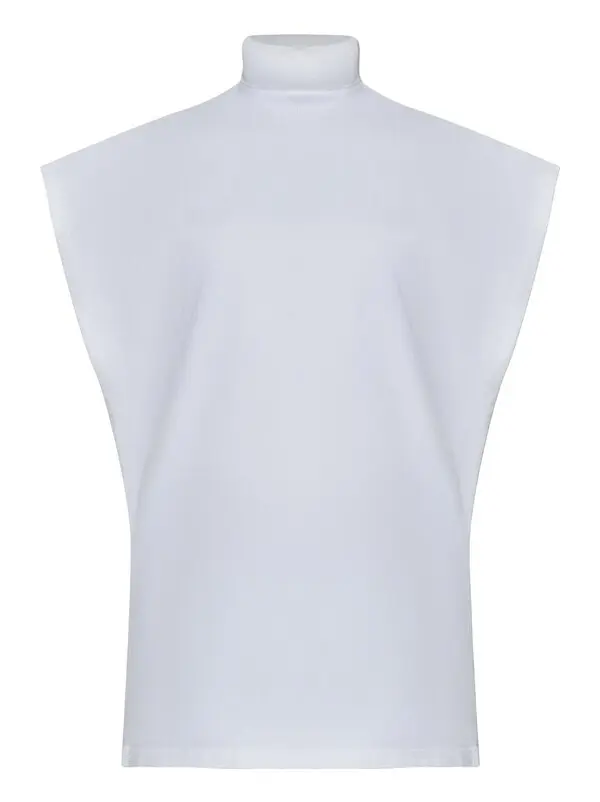 Alaïa Top With Structured Stand Collar - White