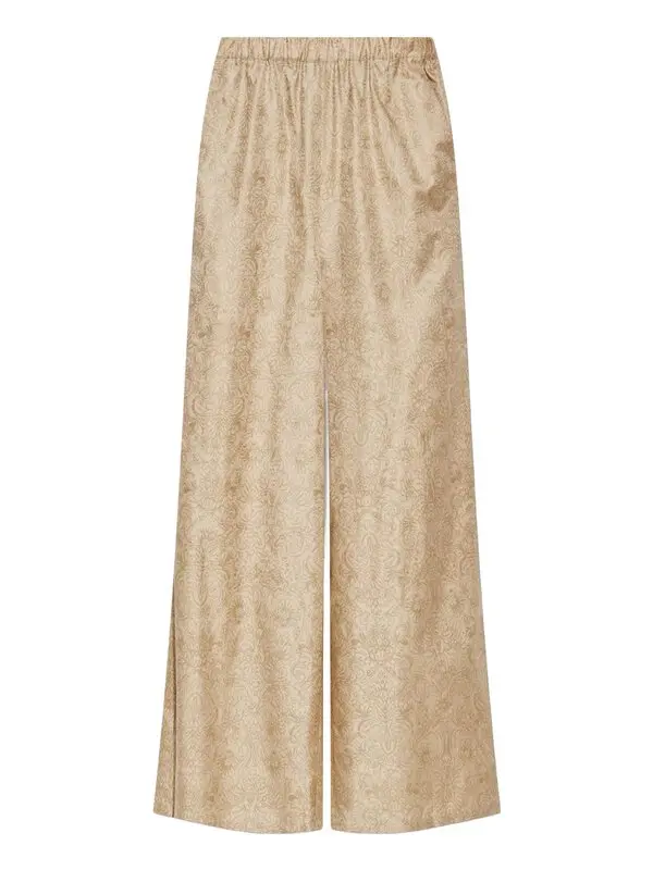 Max Mara Domizia Silk Wide Leg Trousers - Gold