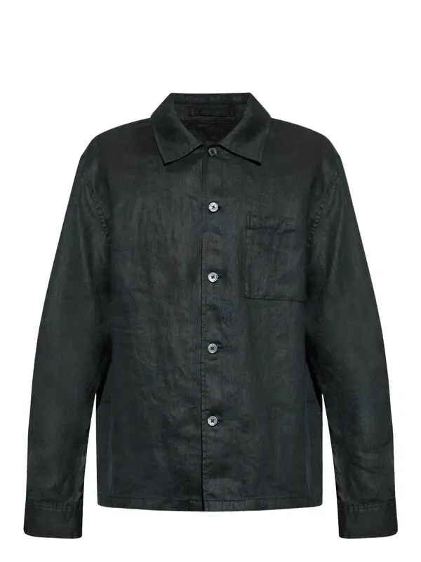 Theory Linen Shirt With Pocket - Black