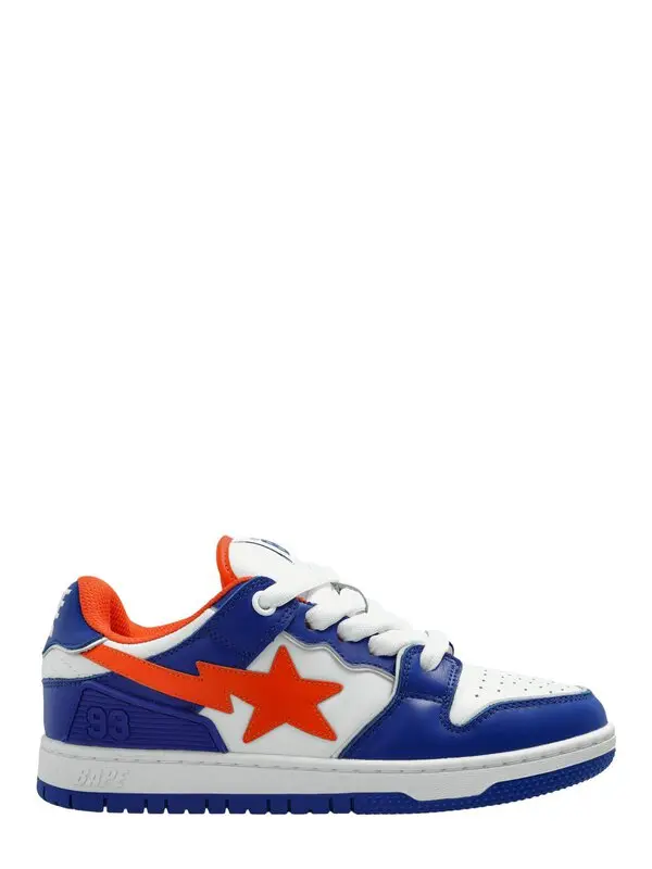 A BATHING APE Logo-embellished Leather Sneakers - Blue
