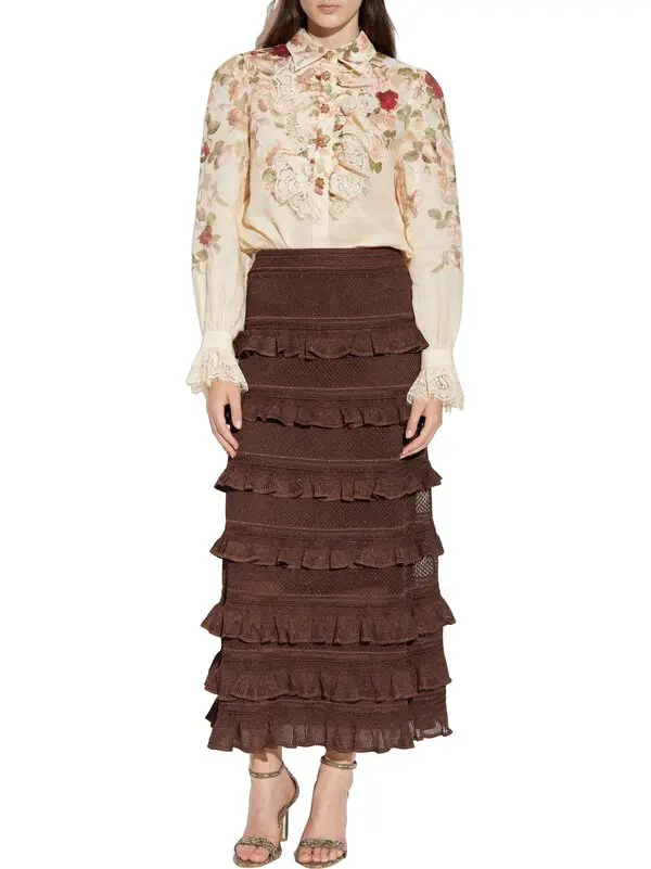 Zimmermann Ruffled Skirt - Brown