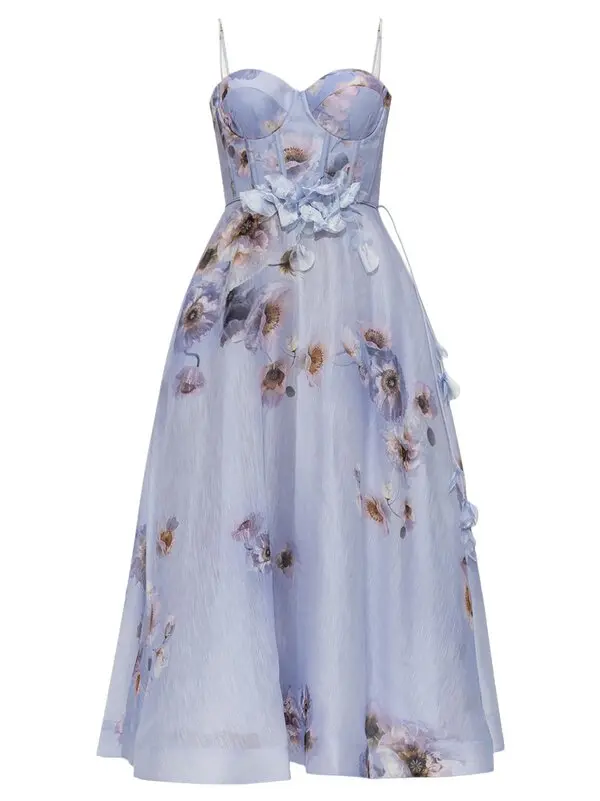 Zimmermann Floral Linen And Silk Dress - Purple