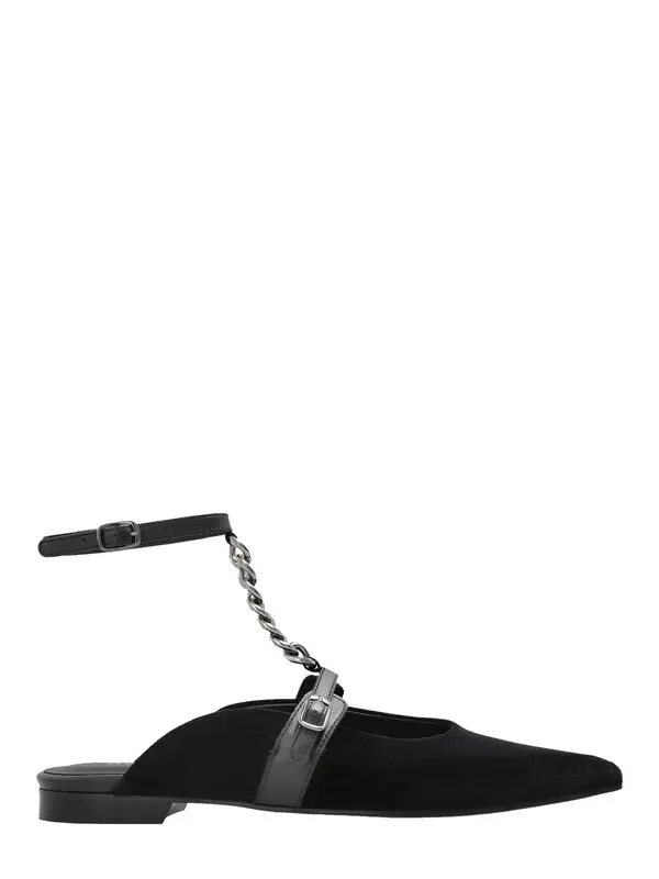 Munthe Perma Velvet Ballerinas - Black