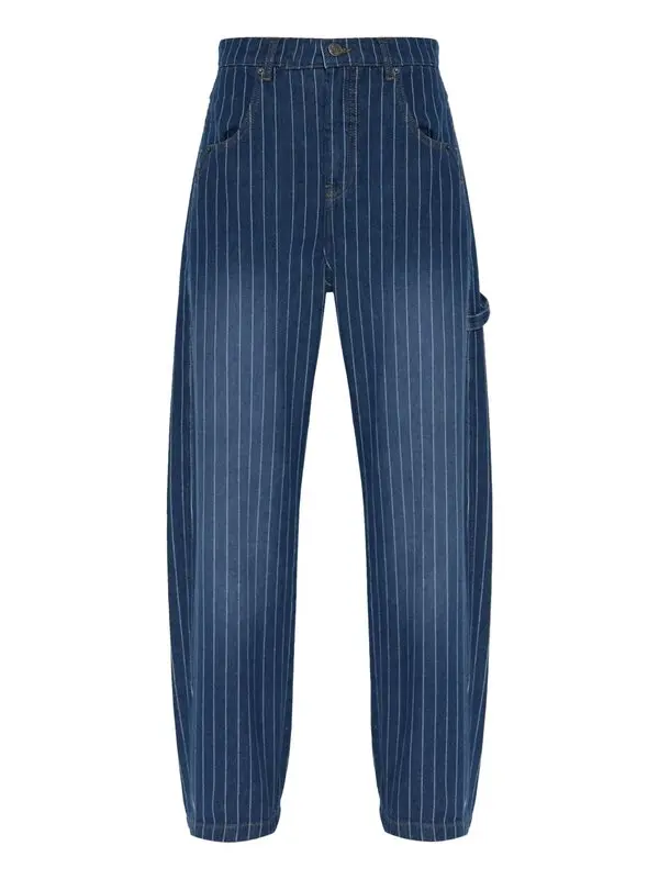 Munthe Shimo Pinstriped Organic Denim Trousers - Navy Blue