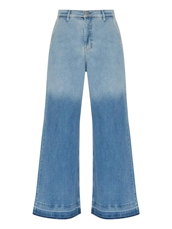 Munthe Lecube High-waist Flared Organic Cotton Trousers - Blue