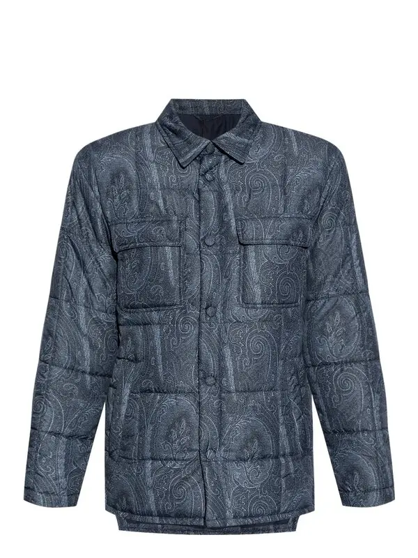 Etro Padded Jacket With Pockets - Navy Blue