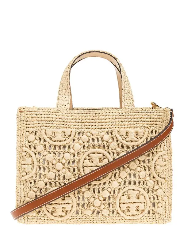 Tory Burch T Monogram Shopper Bag - Beige
