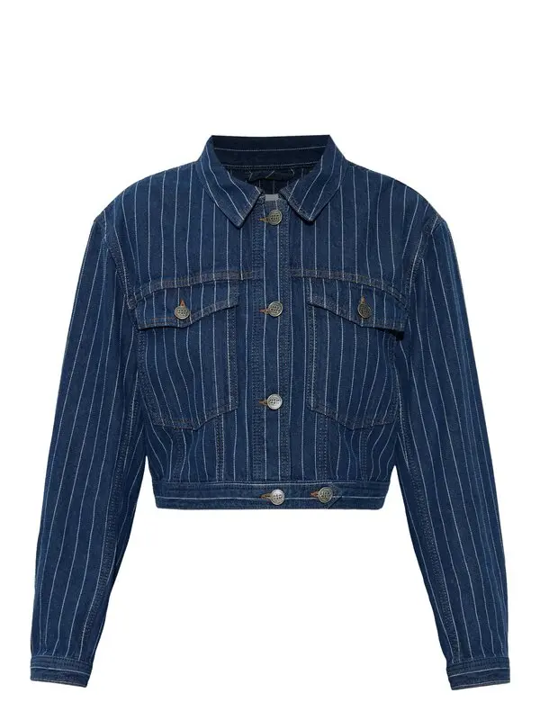 Munthe Lindy Cropped Pinstripe Denim Jacket - Navy Blue