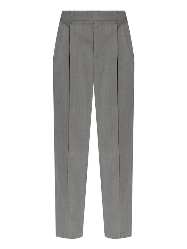 Victoria Beckham Wool Pleated Trousers - Grey