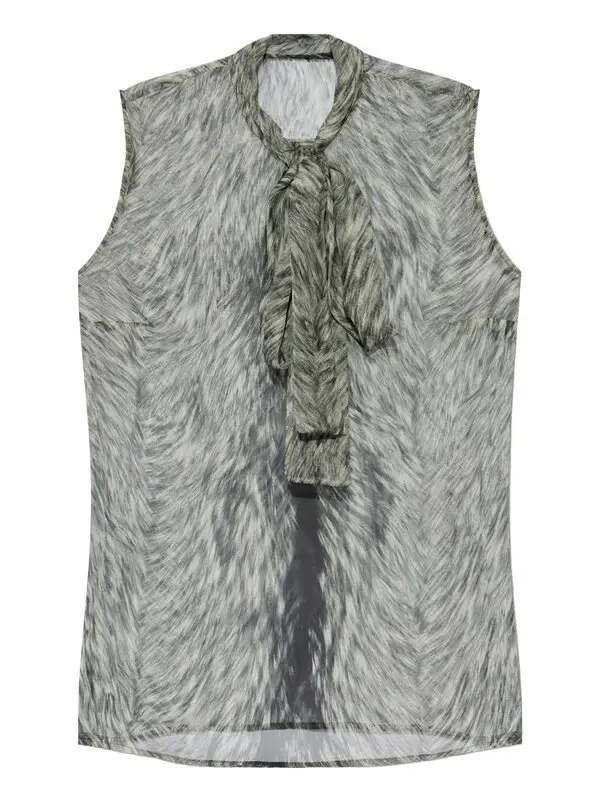 Dolce & Gabbana Sleeveless Silk Top With Knot Detailing - Grey