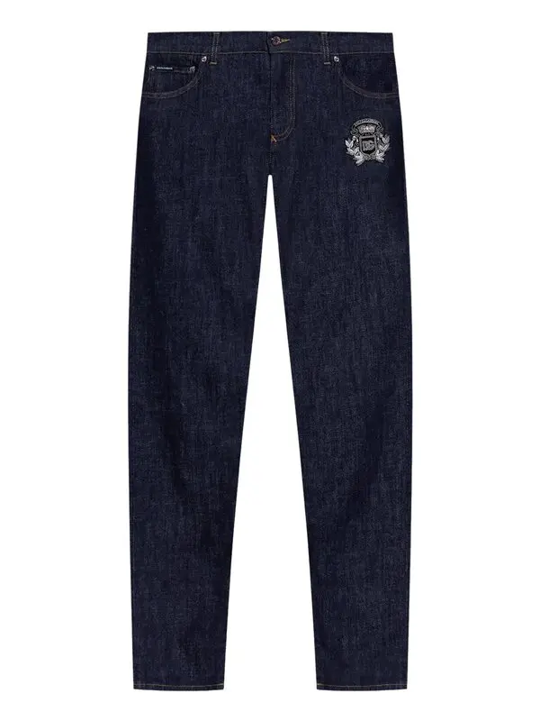 Dolce & Gabbana Skinny Jeans With Appliqu - Navy Blue
