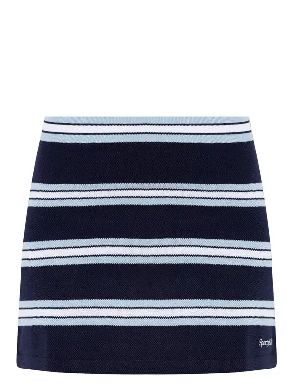 SPORTY & RICH Striped Knit Mini Skirt - Navy Blue