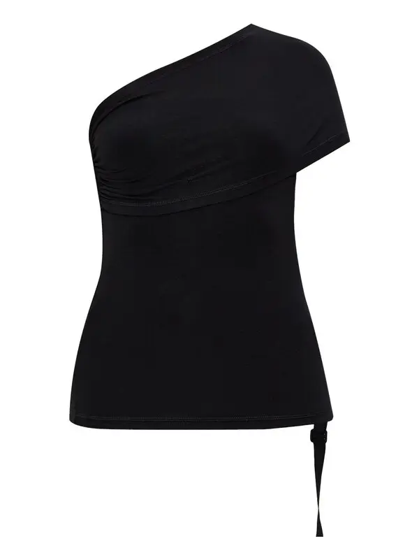 Helmut Lang Asymmetric Fine-knit Top - Black