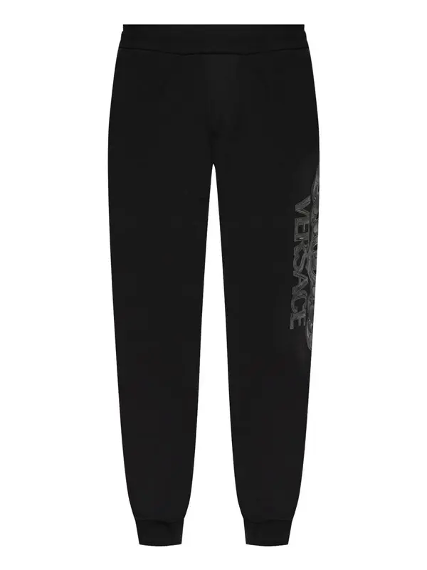 Versace Sweatpants With Printed Logo - Black