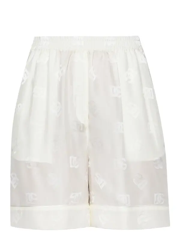 Dolce & Gabbana Silk Monogram Shorts - Cream