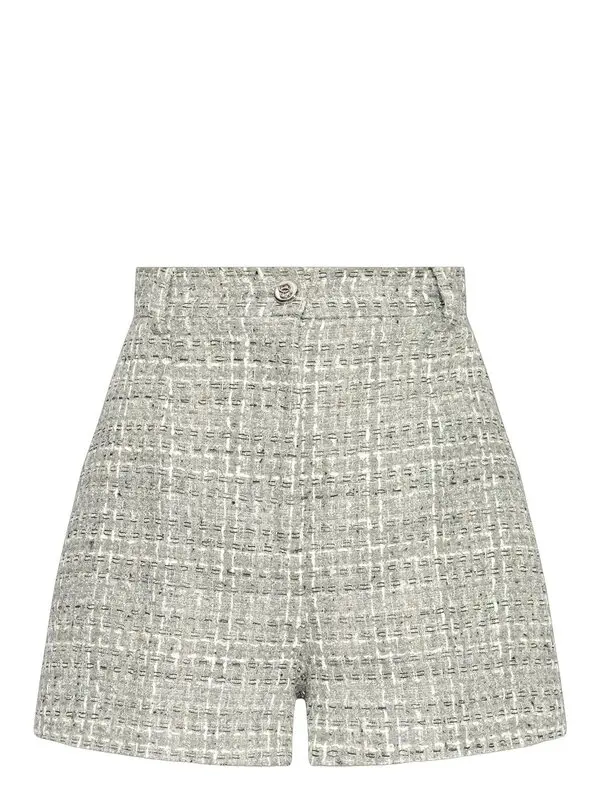 Dolce & Gabbana Tweed High-waisted Shorts With Lurex Thread - Grey