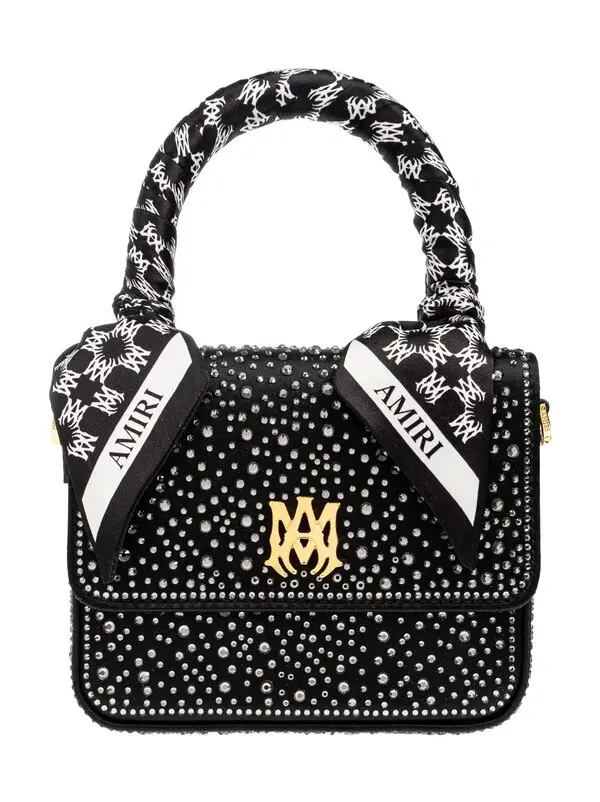Amiri Handbag With Shimmering Crystals - Black