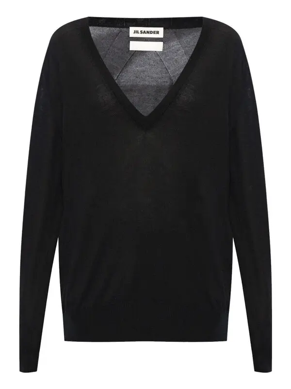 JIL SANDER Cashmere V-neck Sweater - Black