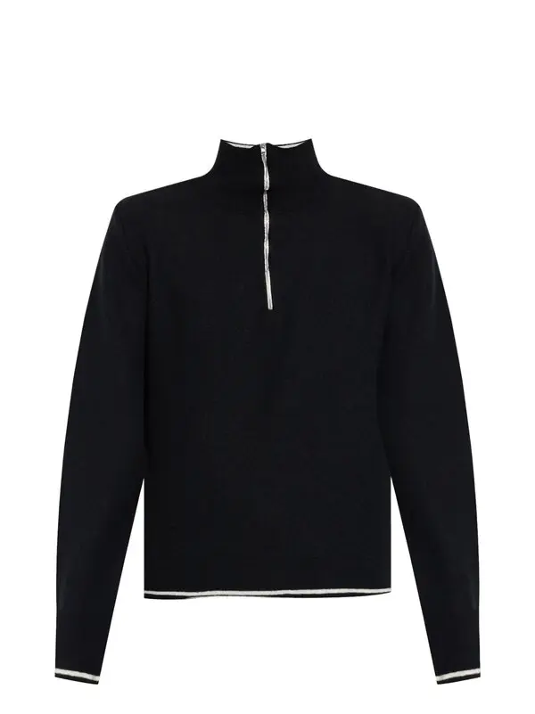 MAISON MARGIELA Zip-neck Wool Knit Sweater - Black