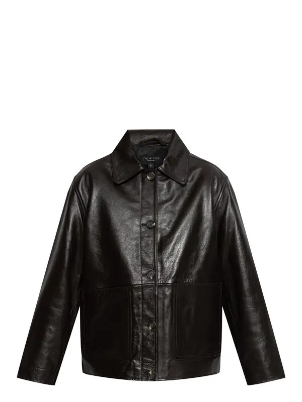 Rag & Bone Leather Shirt Jacket - Brown
