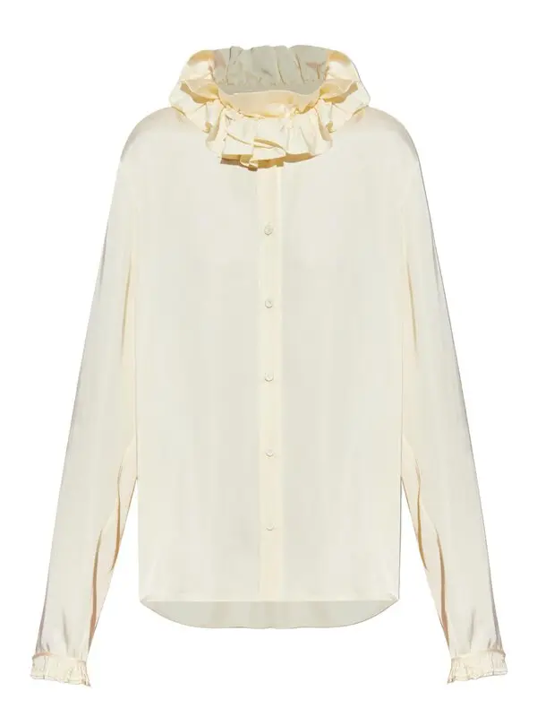 JIL SANDER Ruffled Collar Viscose Shirt - Yellow