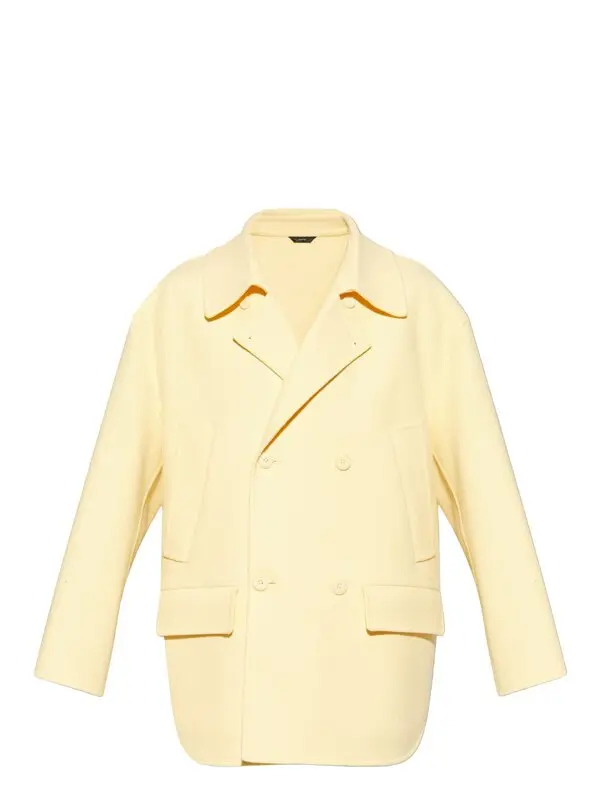 Fendi Wool Double-breasted Overcoat - Yellow