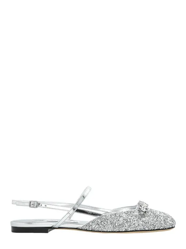 JIMMY CHOO Belinda Glitter Ballet Flats - Silver
