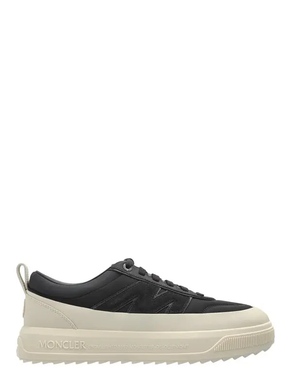 Moncler Leather Sneakers With Embossed Logo - Black